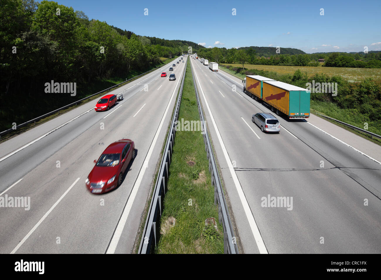 Autobahn A8 motorway near Irschenberg, Oberland, Upper Bavaria, Bavaria ...