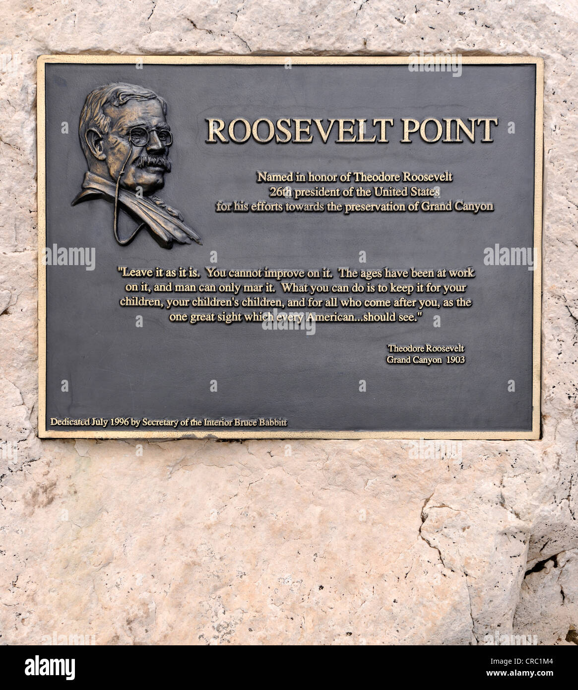 Memorial plaque for Theodore Roosevelt, Roosevelt Point, Grand Canyon ...