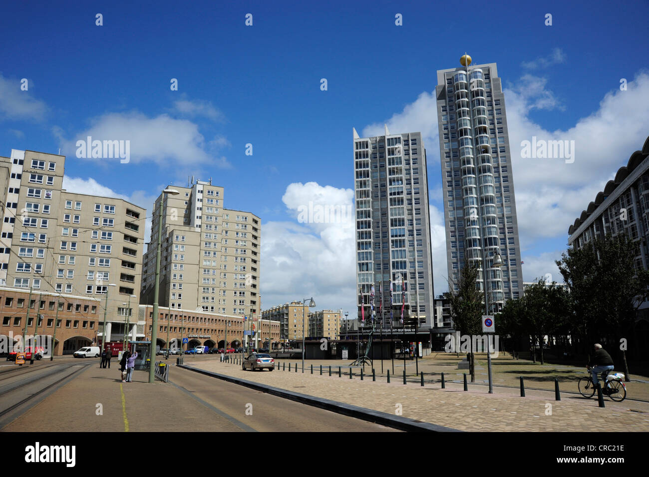 Towers on the Palaceplein square in Scheveningen, Den Haag, The Hague ...