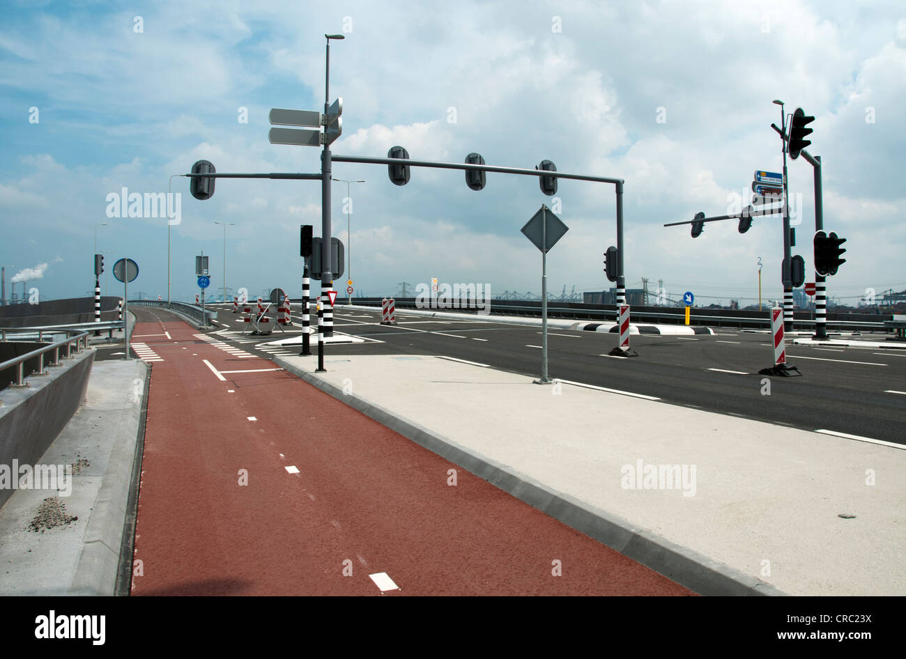 new traffic point in holland with road signs Stock Photo - Alamy