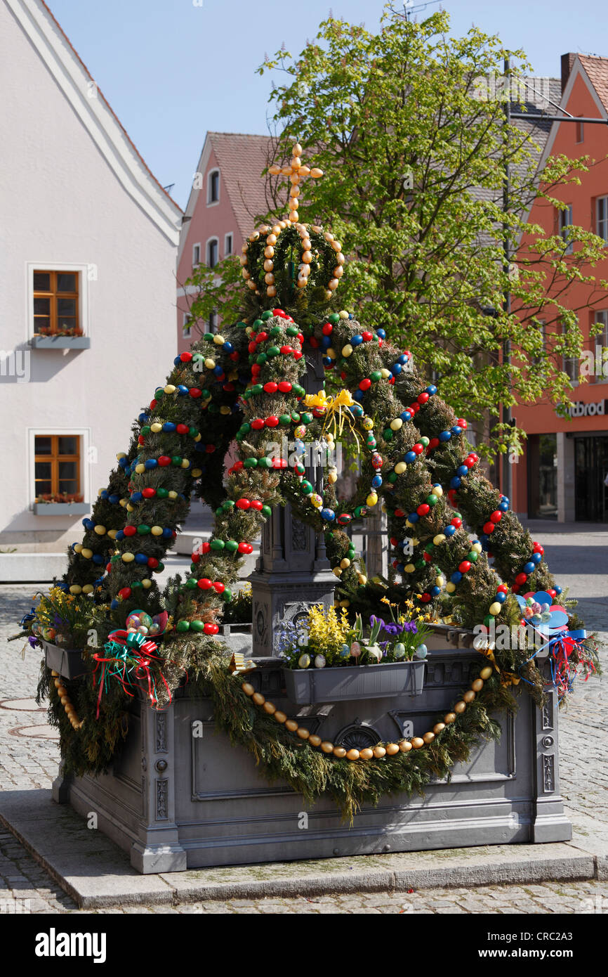 Easter fountain, Freystadt, Upper Palatinate, Bavaria, Germany, Europe ...