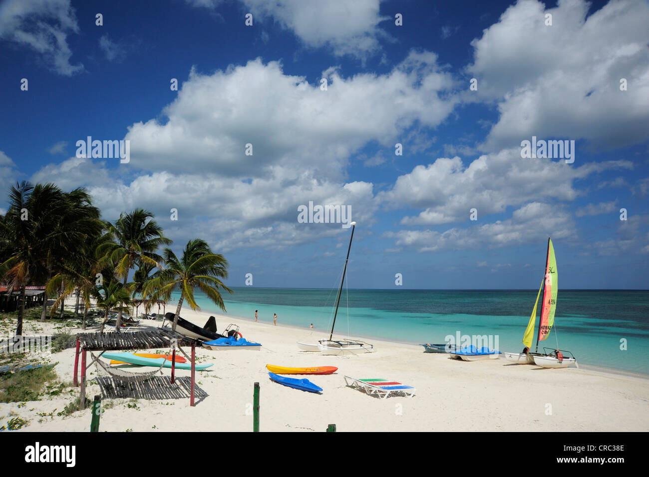 Sailing boat, beach with palm trees, Cayo Levisa island, Pinar del Rio ...