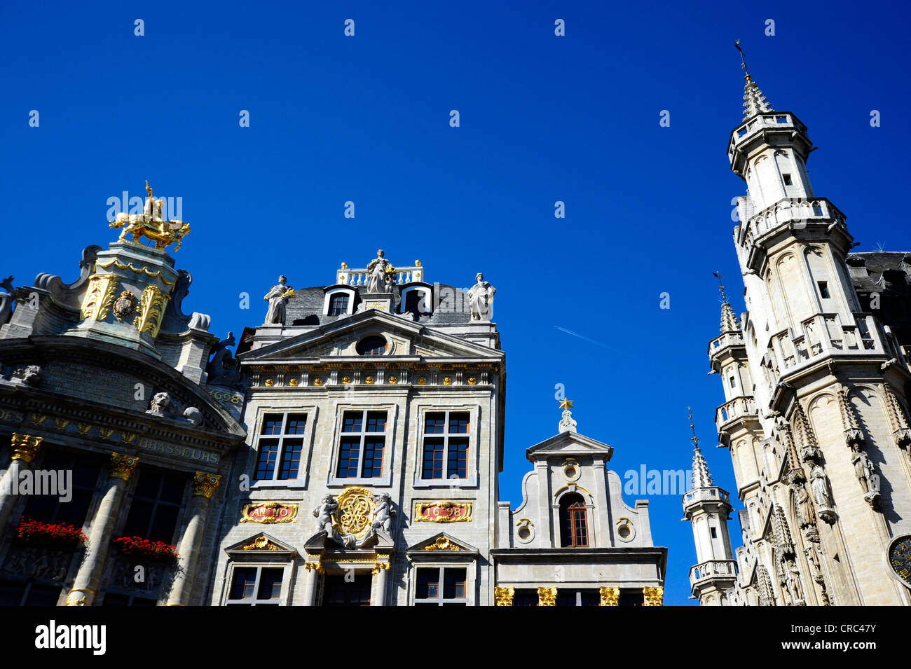 Gothic Town Hall and Baroque style buildings, guild houses on Grand ...