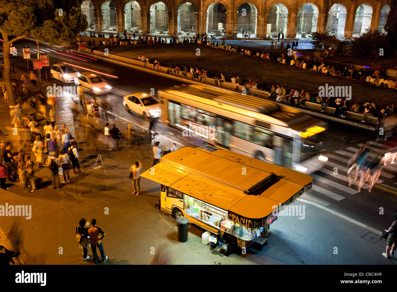 Traffic in front of the Colosseum at night, Rome, Italy, Europe Stock ...