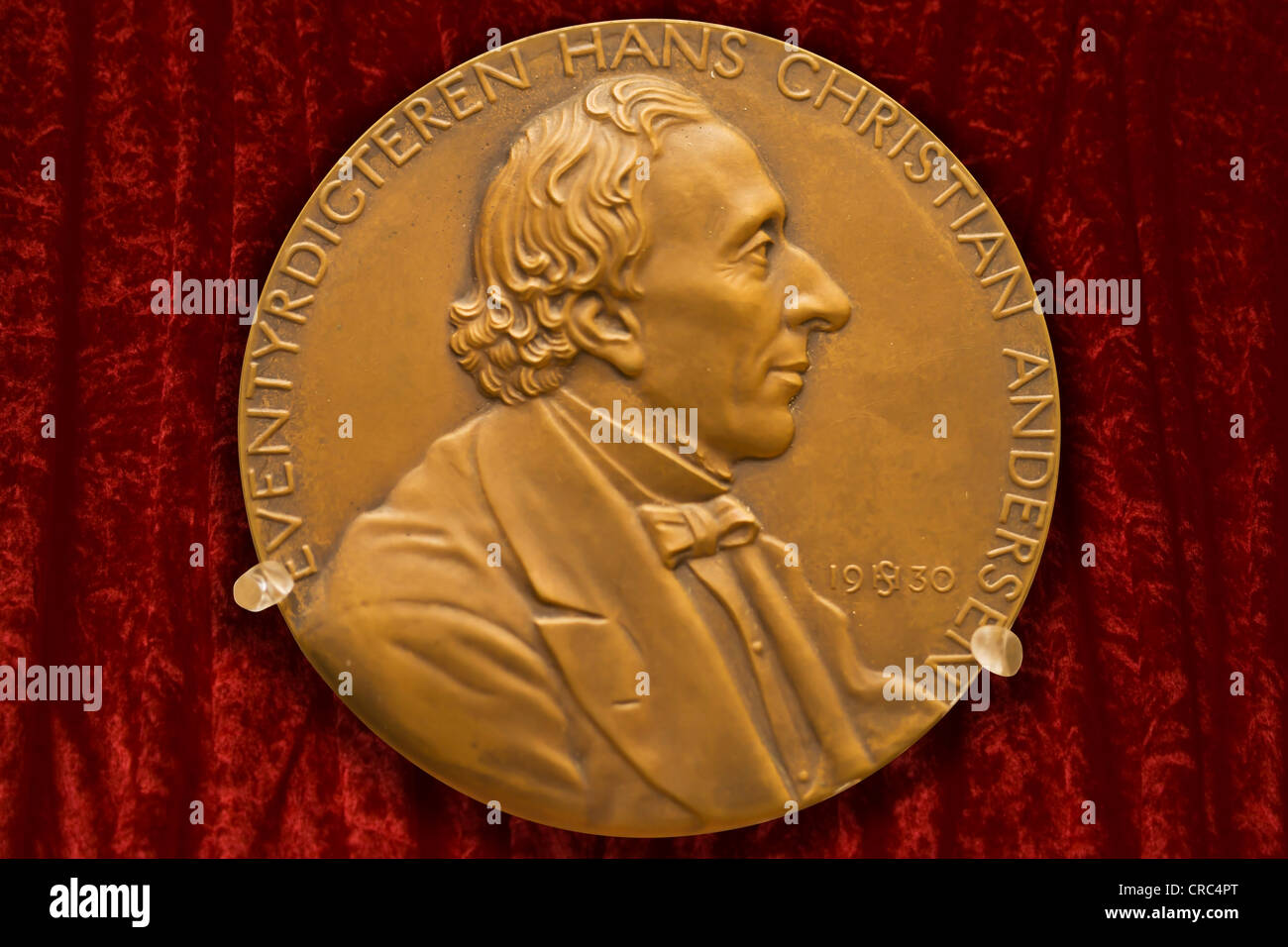 Portrait medal of the Danish fairytale writer Hans Christian Andersen ...