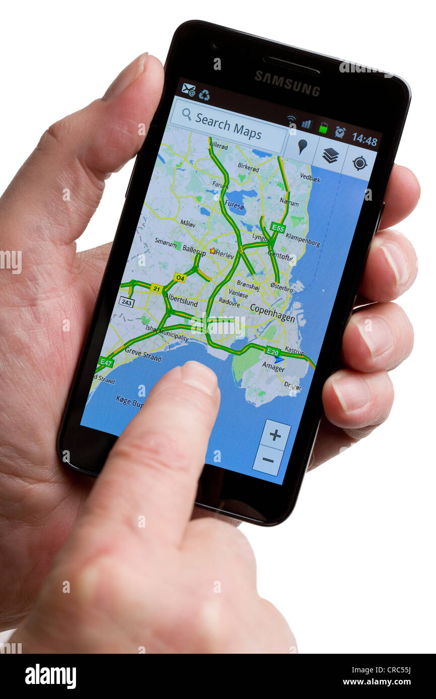 Using Maps on a smartphone Stock Photo - Alamy