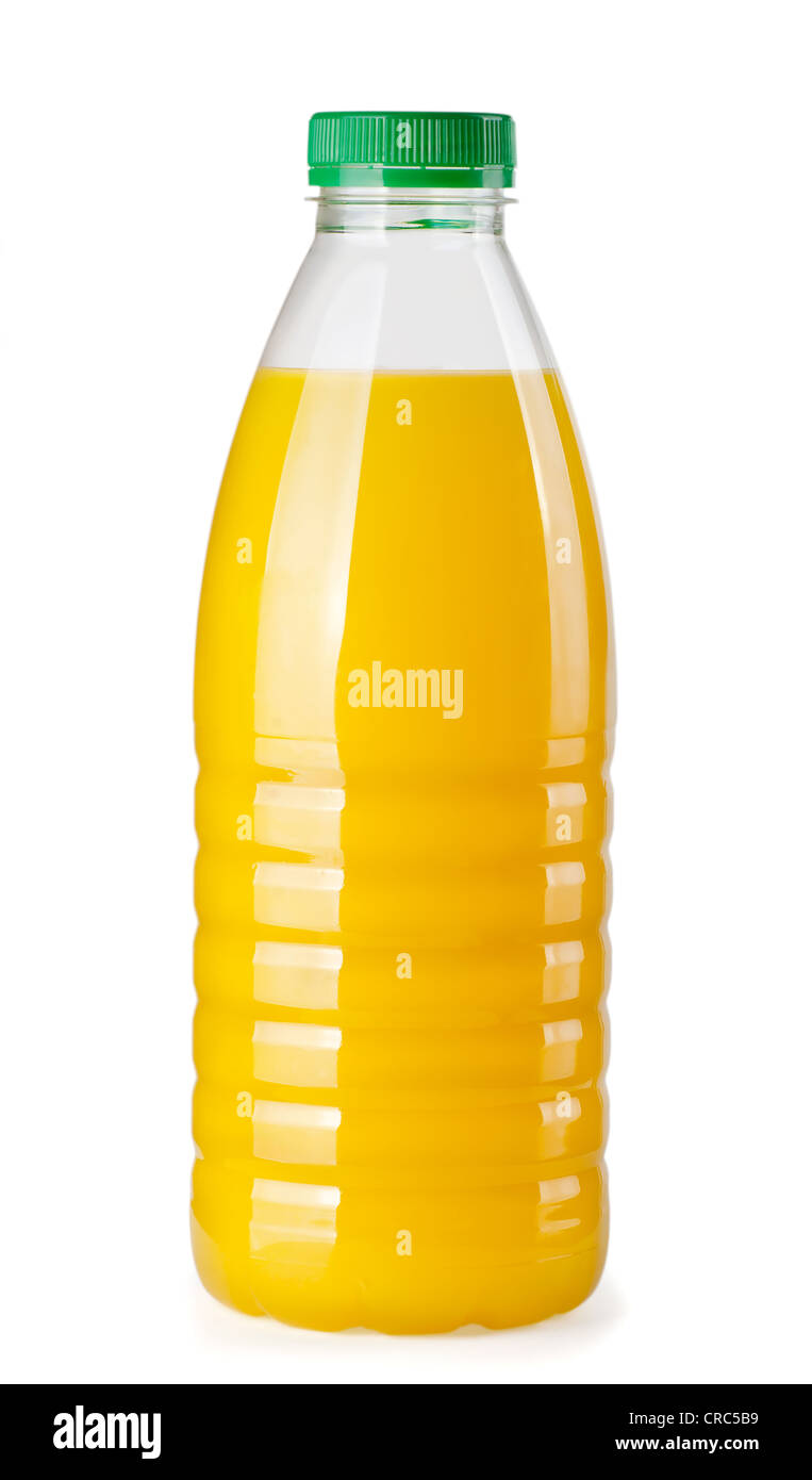 Plastic bottle of orange juice isolated on white Stock Photo - Alamy