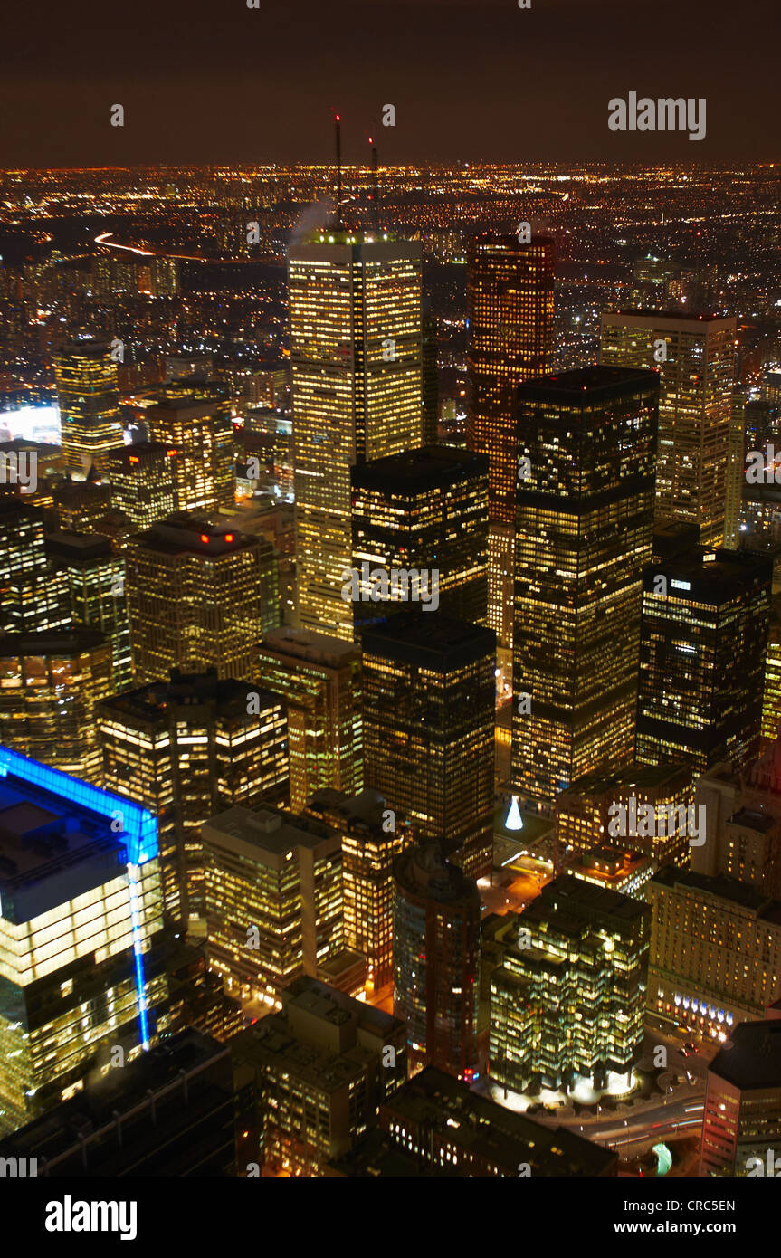 Aerial view of Toronto lit up at night Stock Photo - Alamy