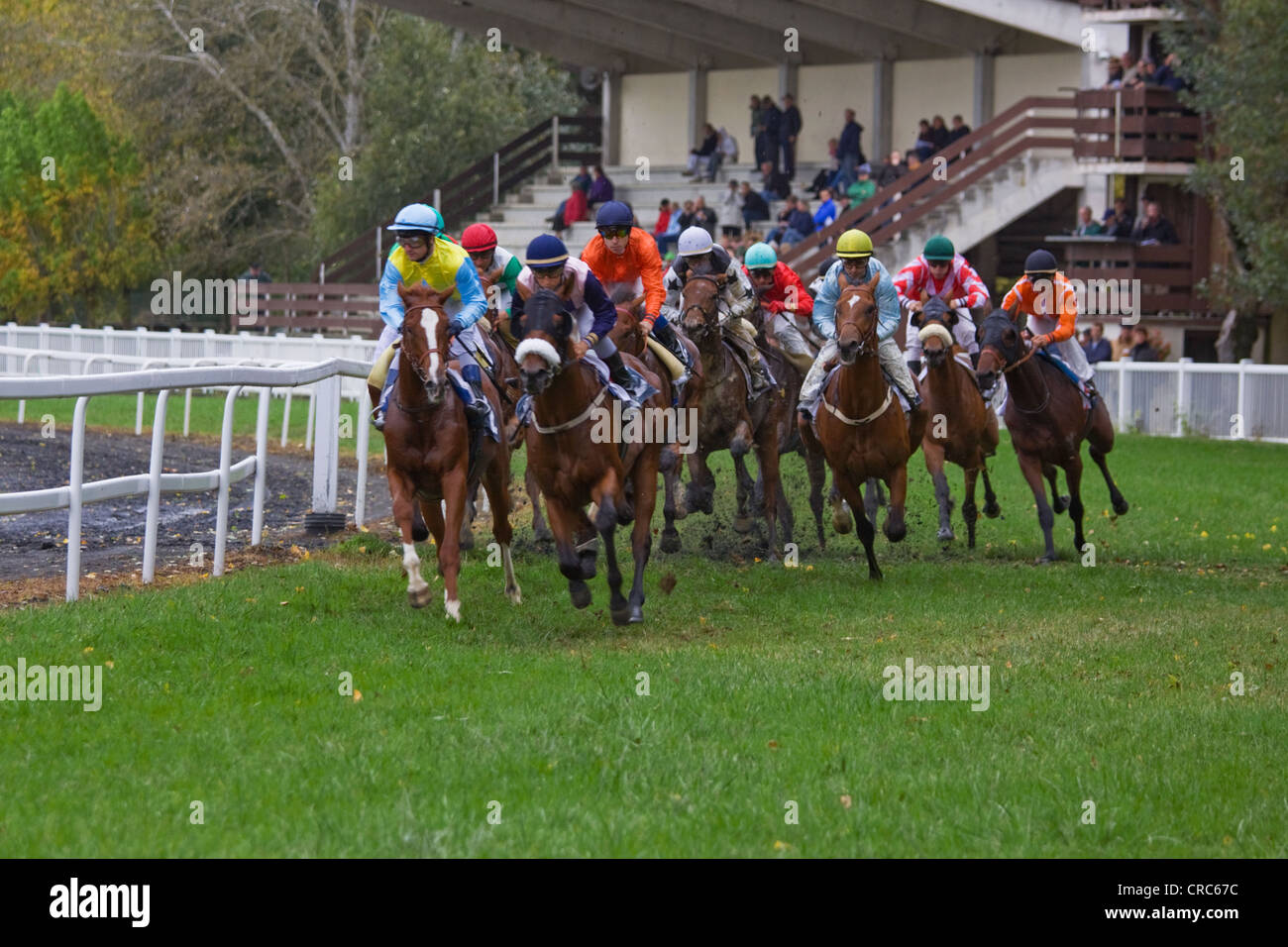 The field takes a bend as they race at the Baron hippodrome Castera ...