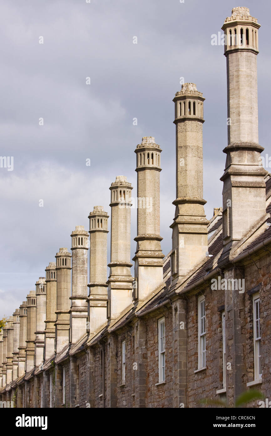 Chimneys originating in medieval times in Vicar's Close, Wells believed ...