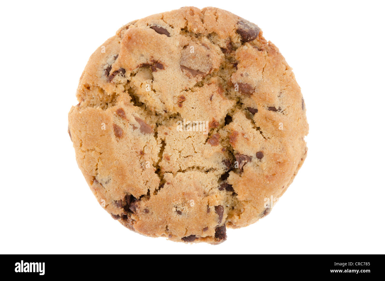 Single chocolate chip cookie close-up - shot in the studio with a white ...
