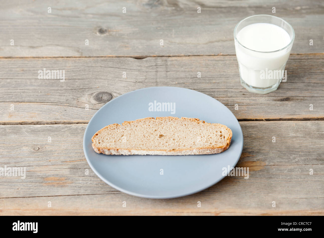 Plate of bread with glass of milk Stock Photo - Alamy