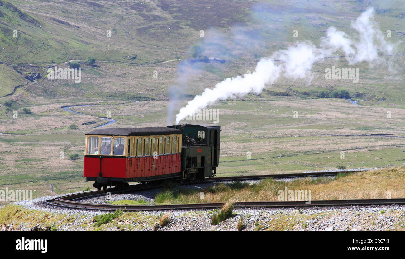 Steam Locomotive No 4 'Snowdon' climbs Snowdon , Snowdon Mountain Railway, Snowdonia, Wales ...