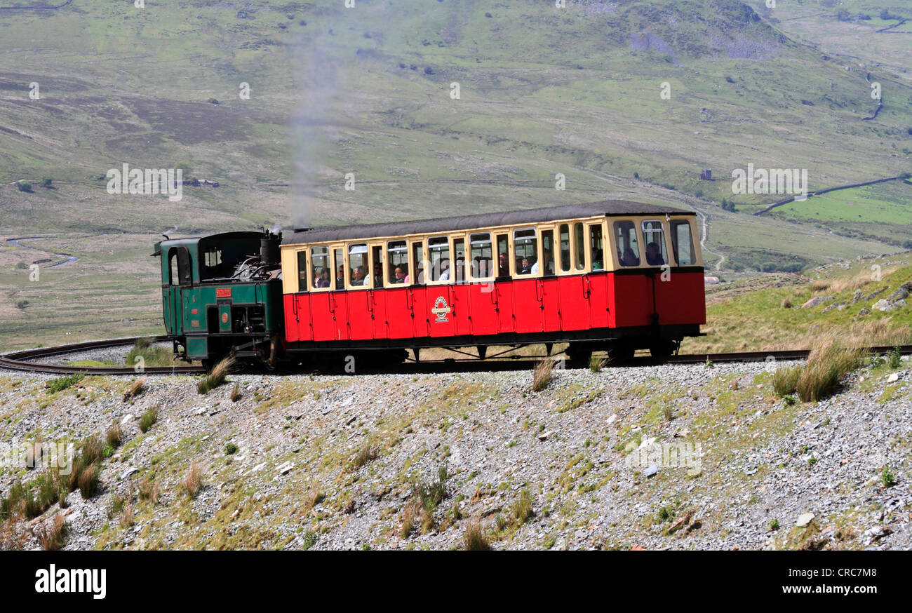Steam Locomotive No 4 'Snowdon' climbs Snowdon , Snowdon Mountain Railway, Snowdonia, Wales ...