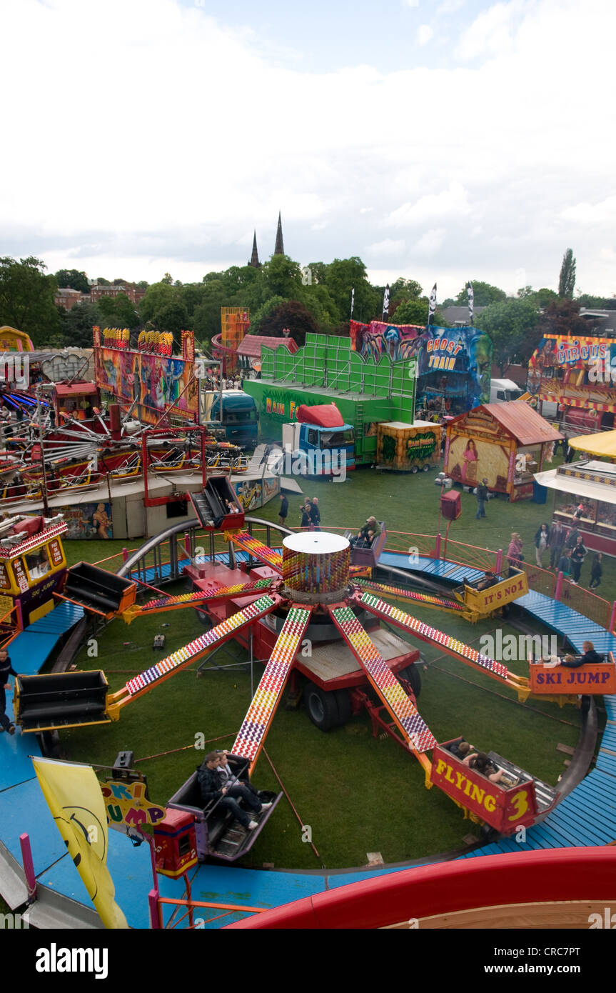 Fairground in Beacon Park Lichfield for traditional Bower celebrations ...