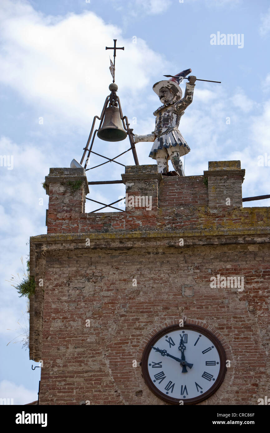 Dilapidated statue on clock tower Stock Photo - Alamy
