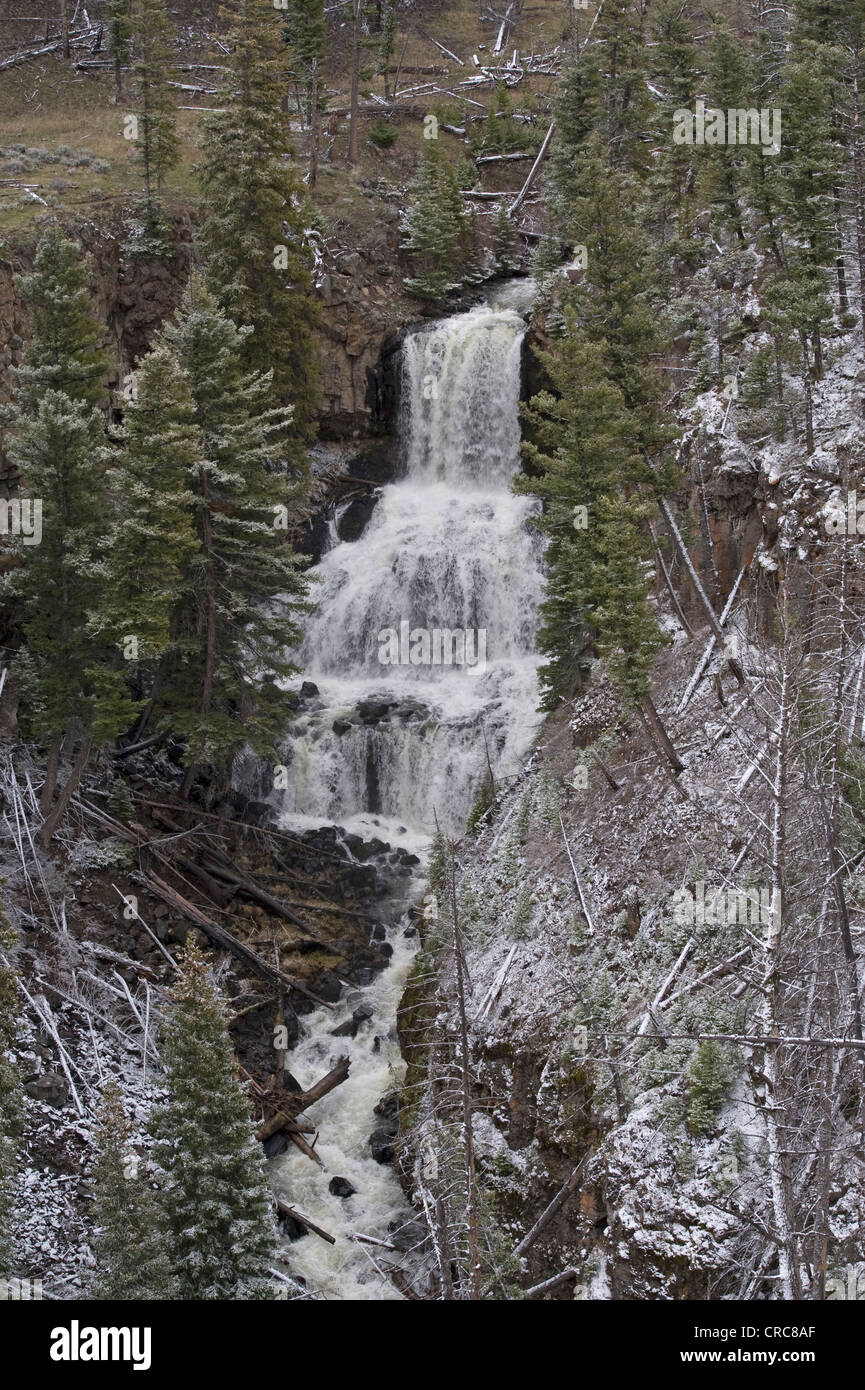 USA, Wyoming, Waterfall, Undine Falls, Yellowstone National Park Stock ...