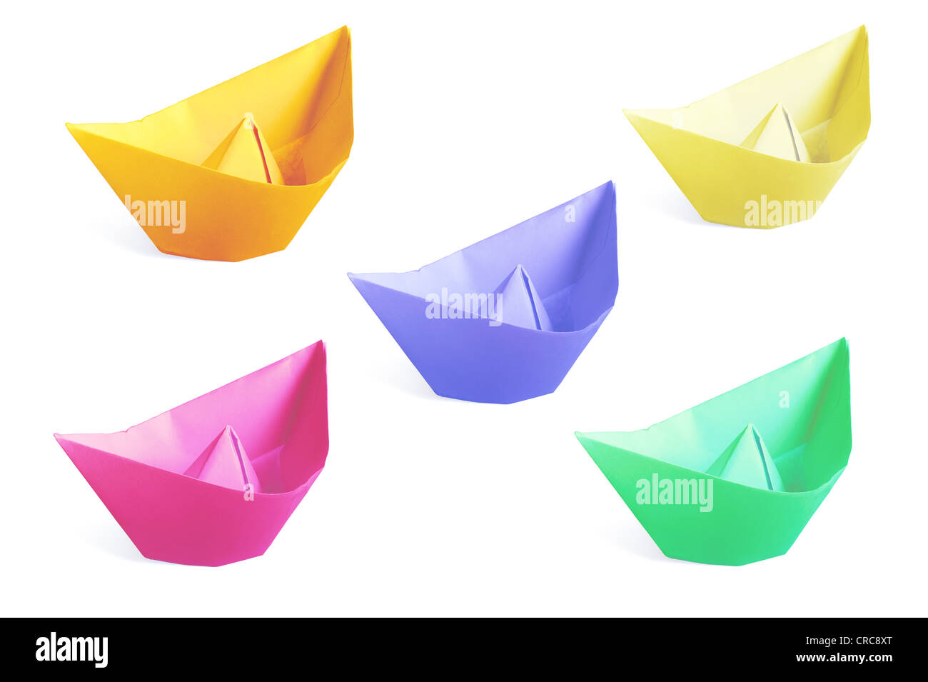 Colorful paper ships isolated on a white background Stock Photo - Alamy