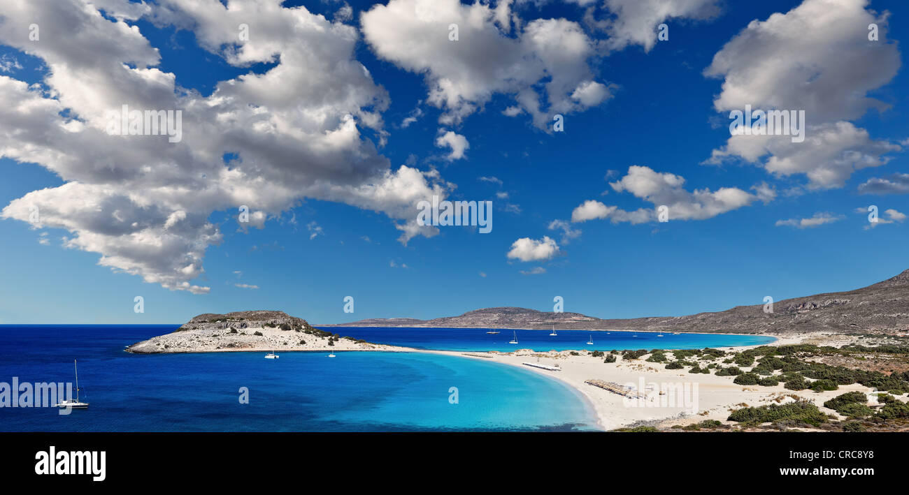 The incredible Simos beach in Elafonissos island, Greece Stock Photo ...