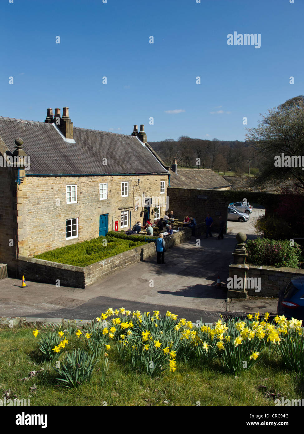 Cottages and house in the Derbyshire village of Edensor on the ...