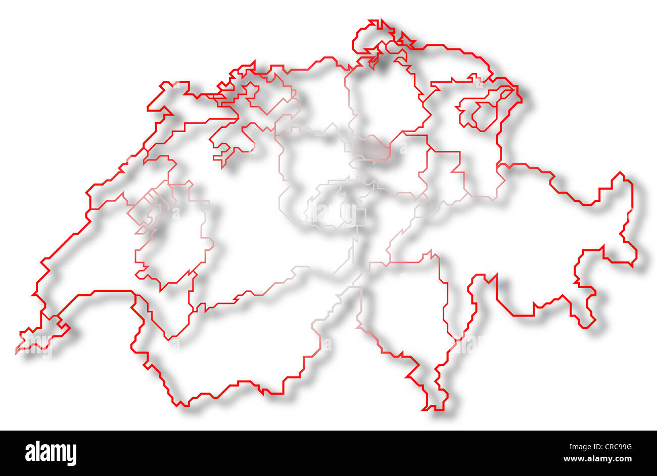 Political map of Swizerland with the several cantons where Zug is ...