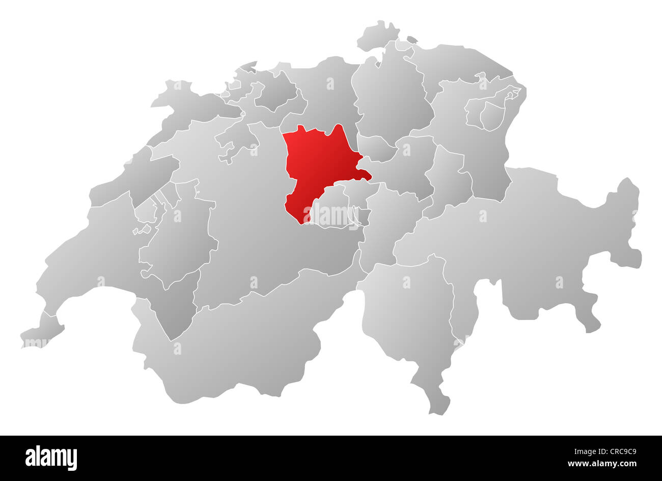 Political map of Swizerland with the several cantons where Lucerne is ...