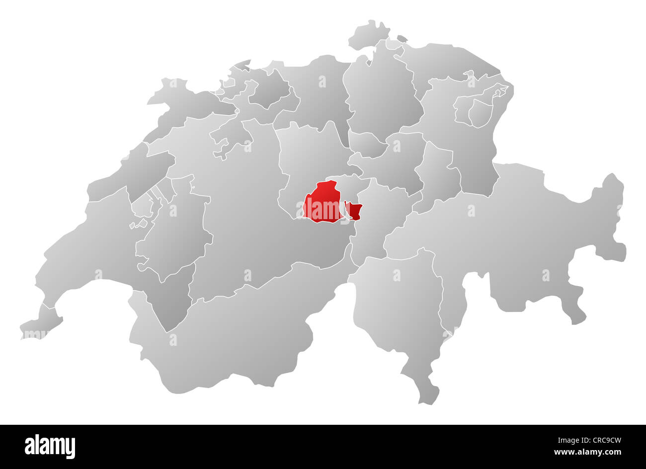 Political map of Swizerland with the several cantons where Obwalden is ...