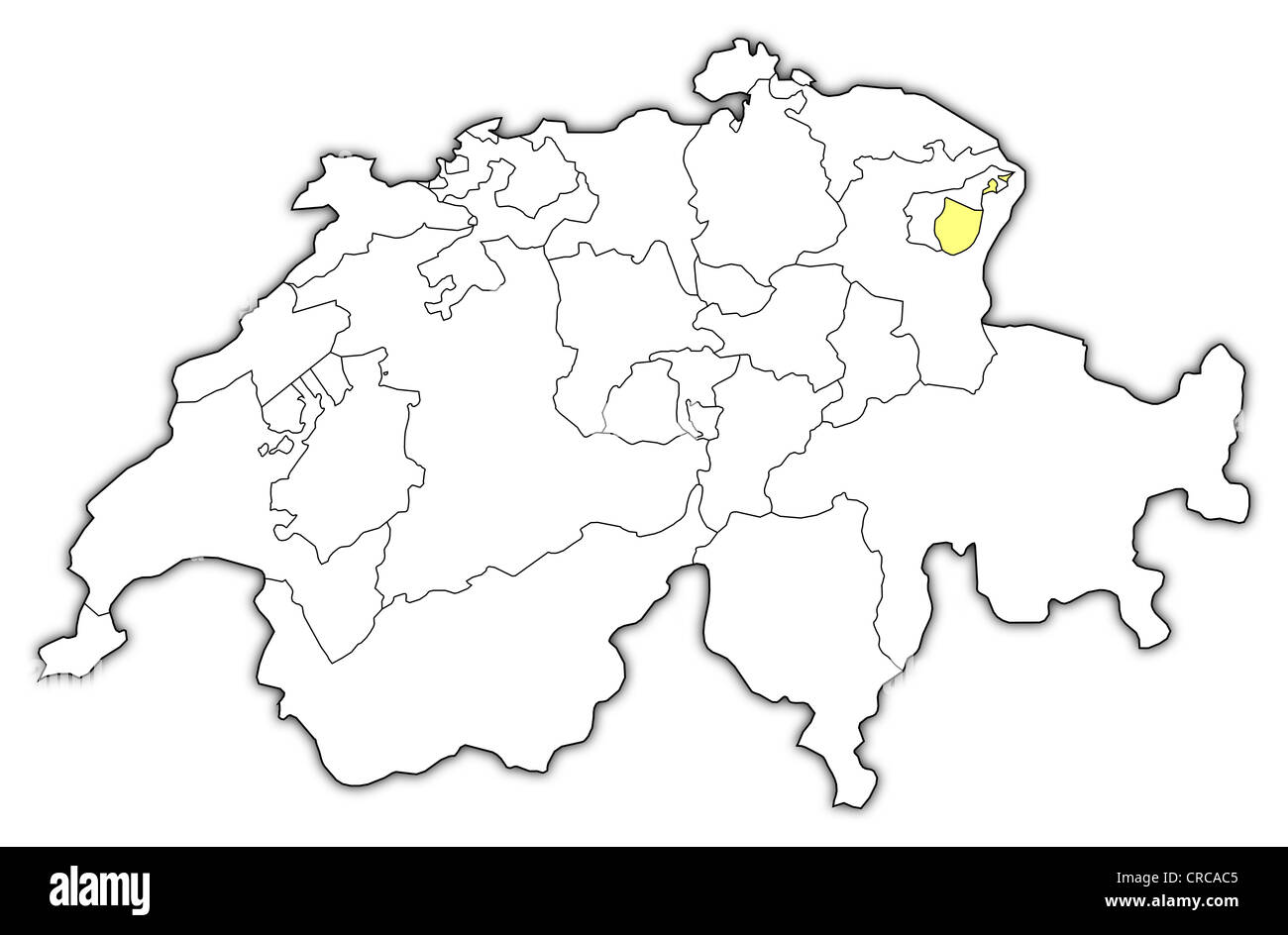 Political map of Swizerland with the several cantons where Appenzell ...