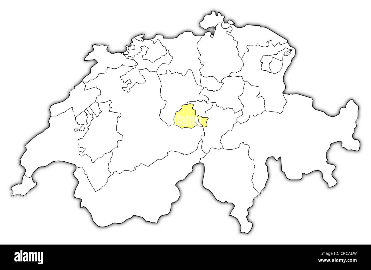 Political map of Swizerland with the several cantons where Obwalden is ...