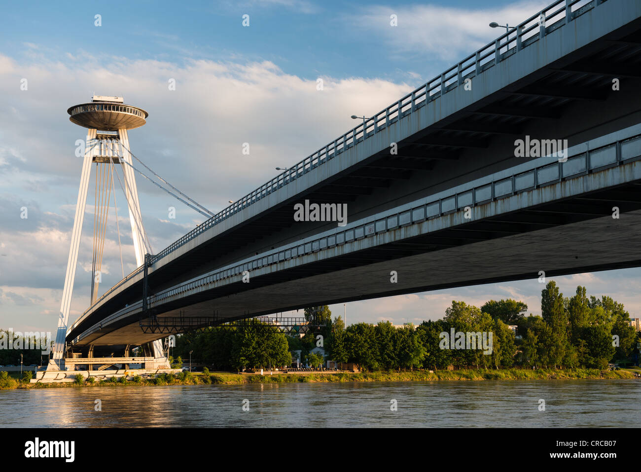 New bridge over Danube in Bratislava at dusk, Slovakia Stock Photo - Alamy