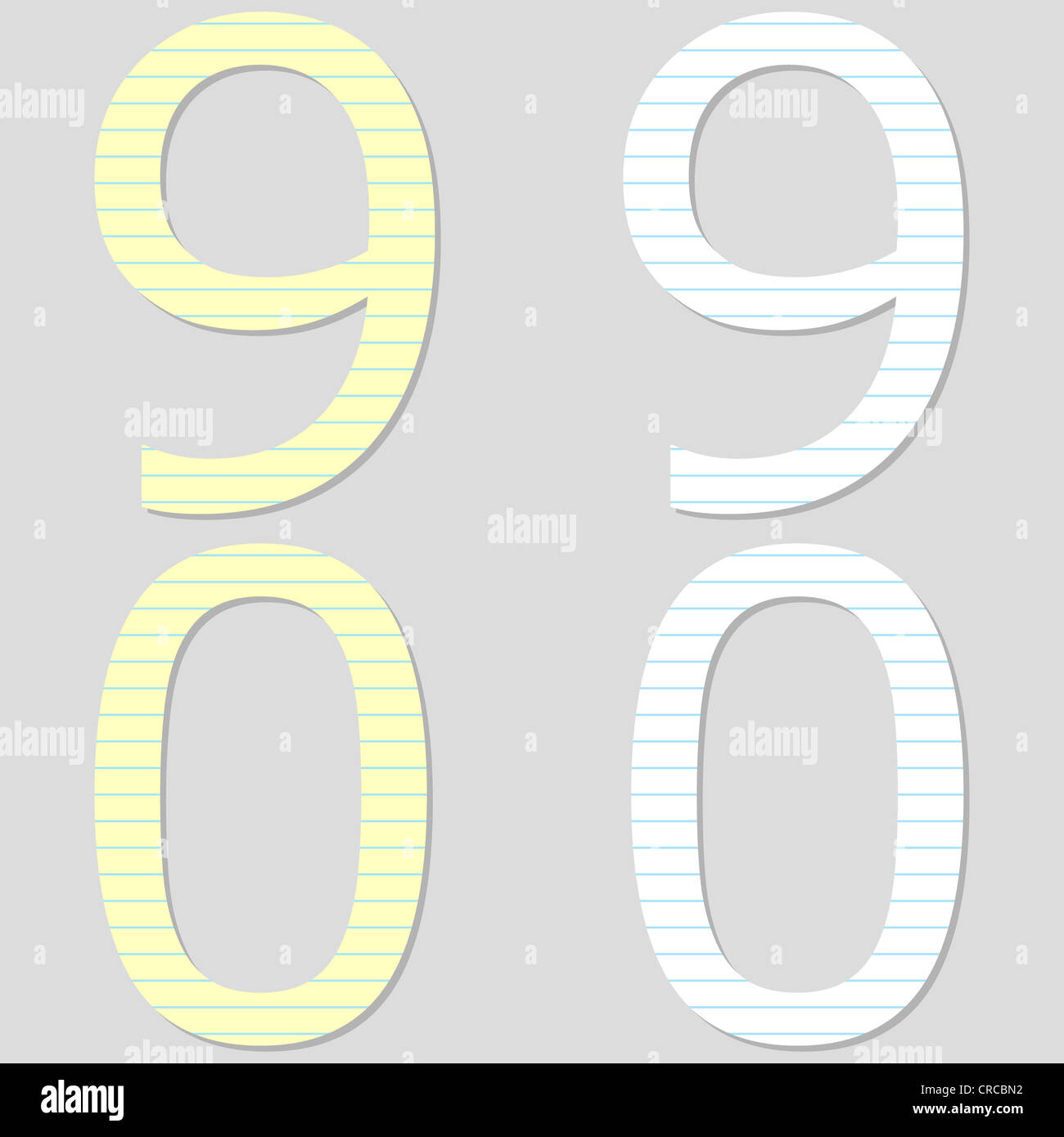 Paper Font Set Numbers 9 and 0 Stock Photo - Alamy