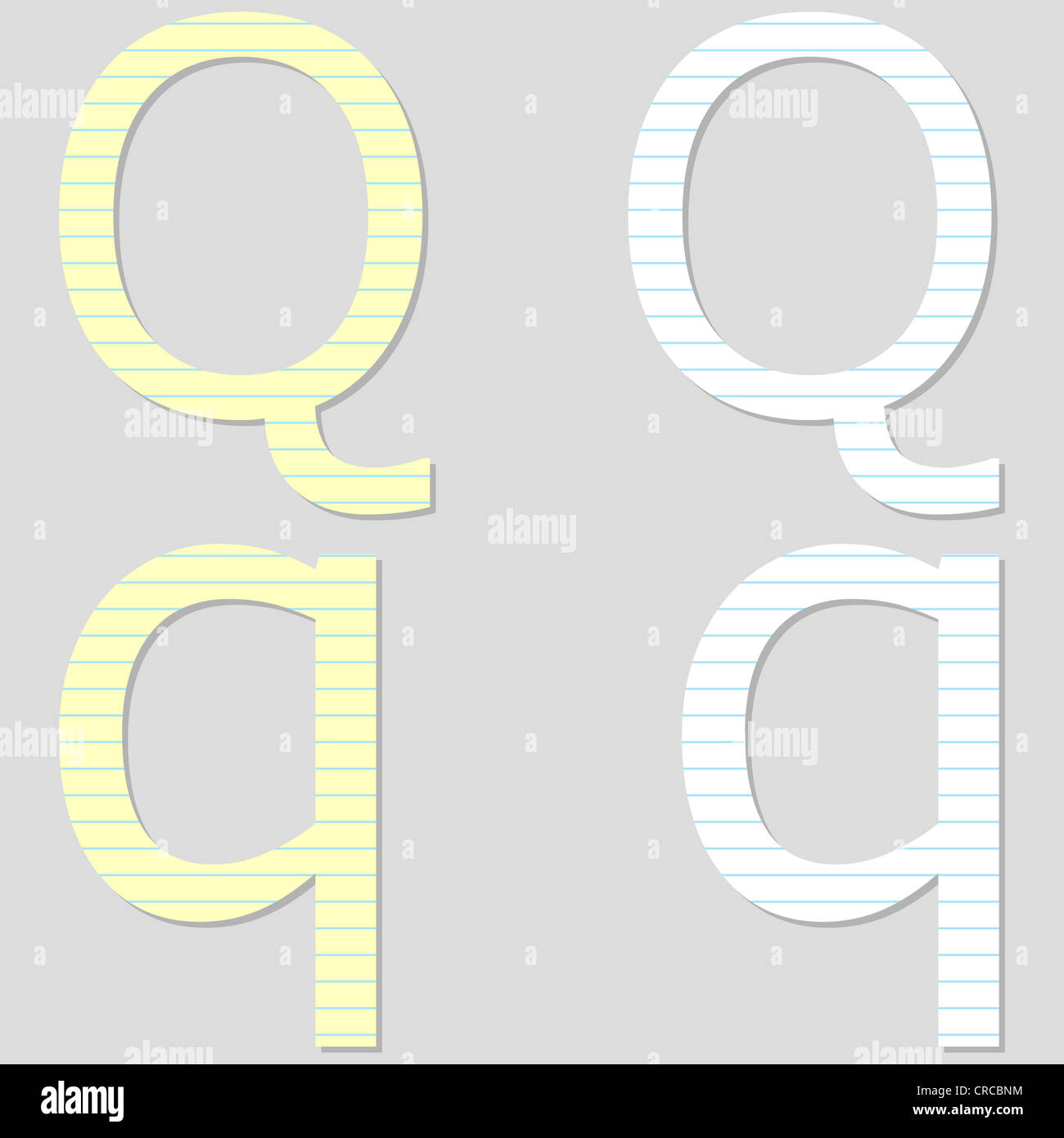 Paper Font Set Letter Q Stock Photo - Alamy
