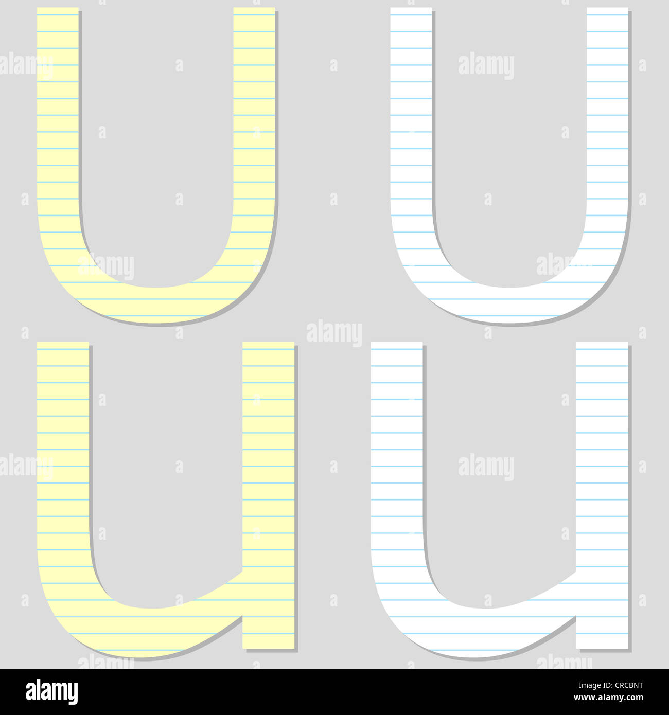 Paper Font Set Letter U Stock Photo - Alamy