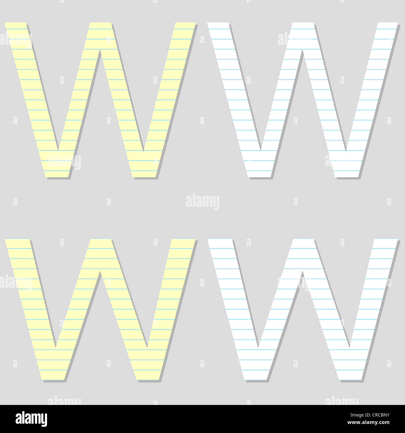 Paper Font Set Letter W Stock Photo - Alamy