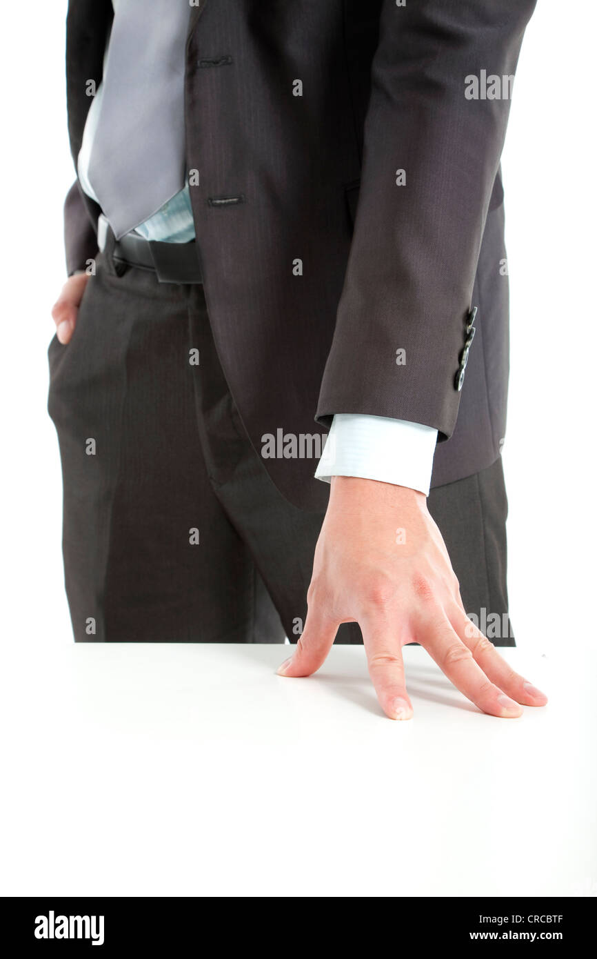 hand of businessman put on the table Stock Photo - Alamy