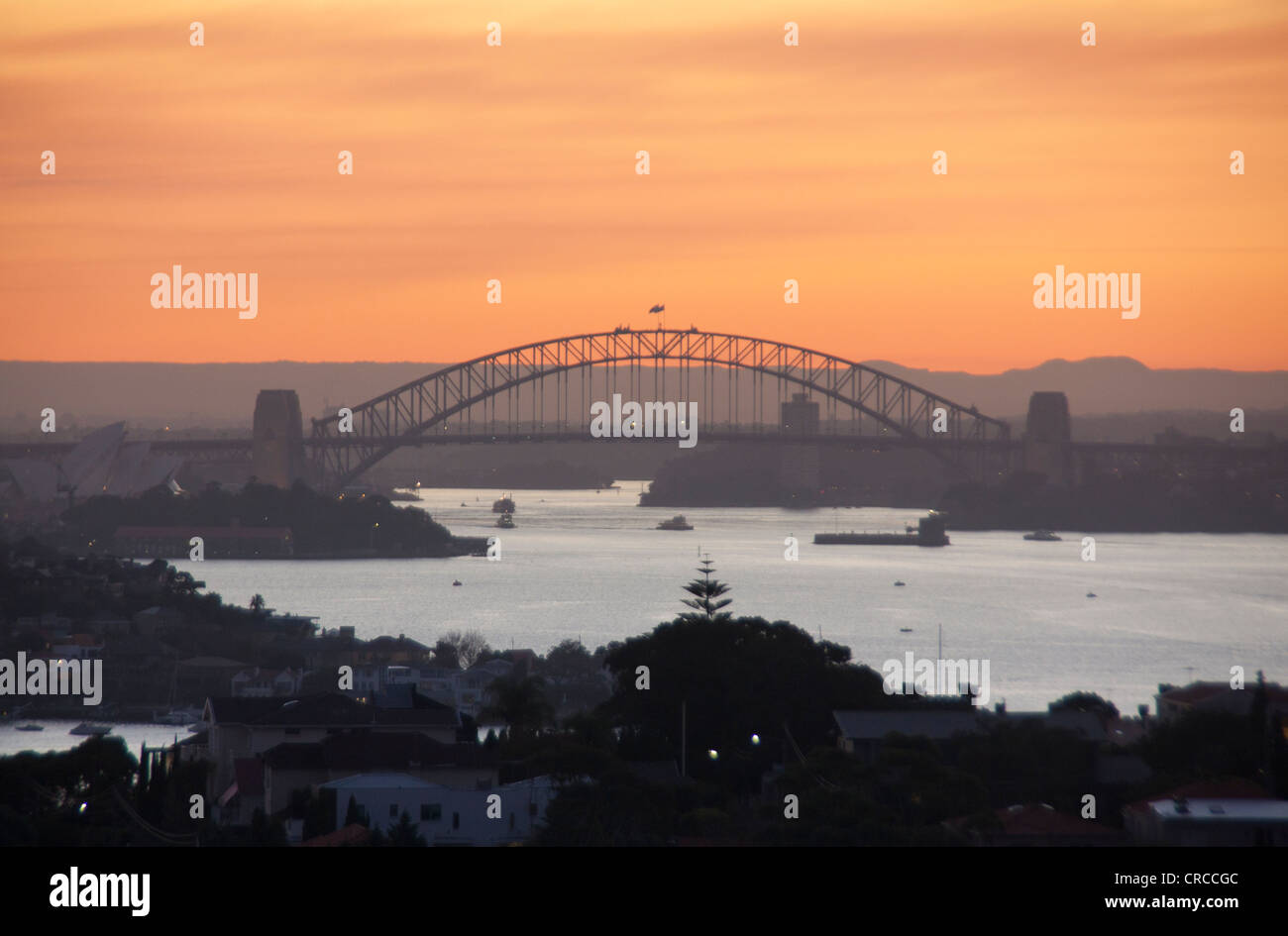 Sydney Harbour Bridge and Fort Denison at sunset Sydney New South Wales ...