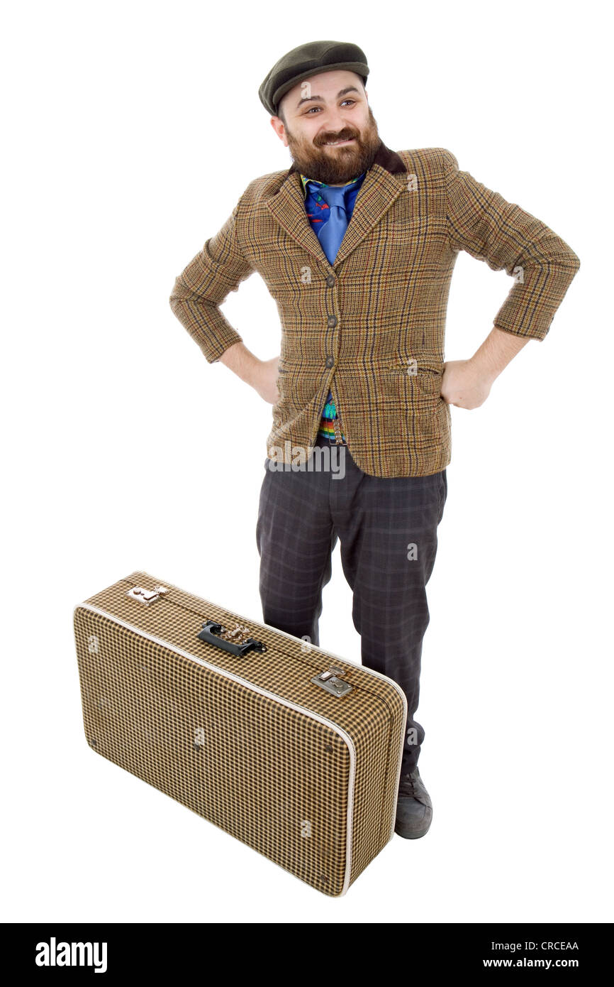 young silly man traveler, full body, isolated Stock Photo - Alamy