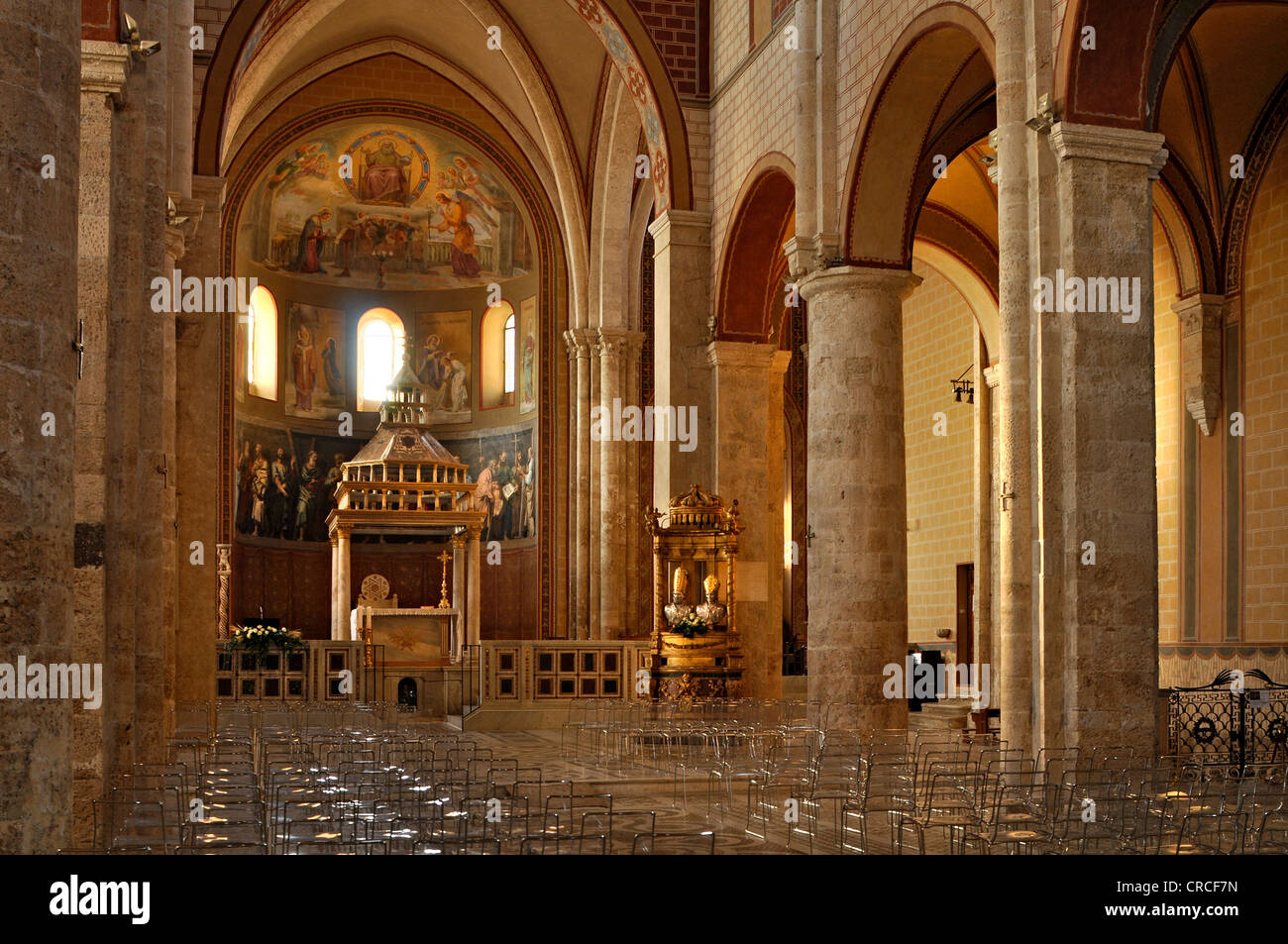 Interior with altar canopy, ciborium, Romanesque Cathedral of Santa ...