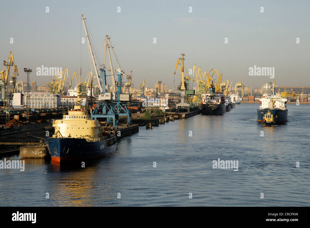 Ships, containers, port, St. Petersburg, Russia, Eurasia Stock Photo ...