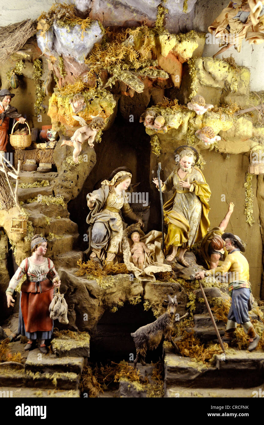 Nativity scene in the museum of the Benedictine abbey of Montecassino ...