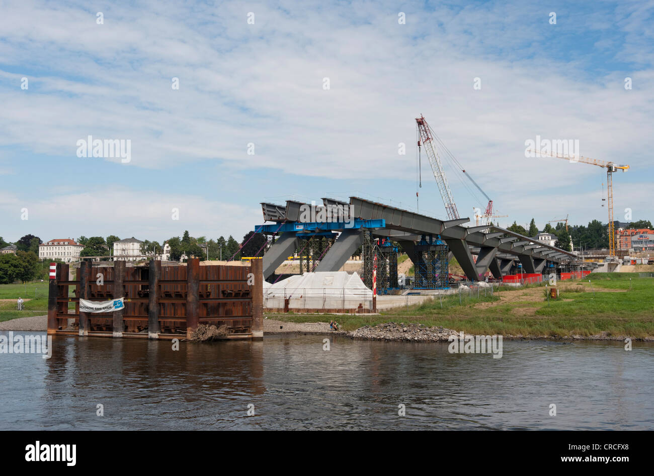 Construction site of the Waldschloesschen-Bruecke bridge over the River ...