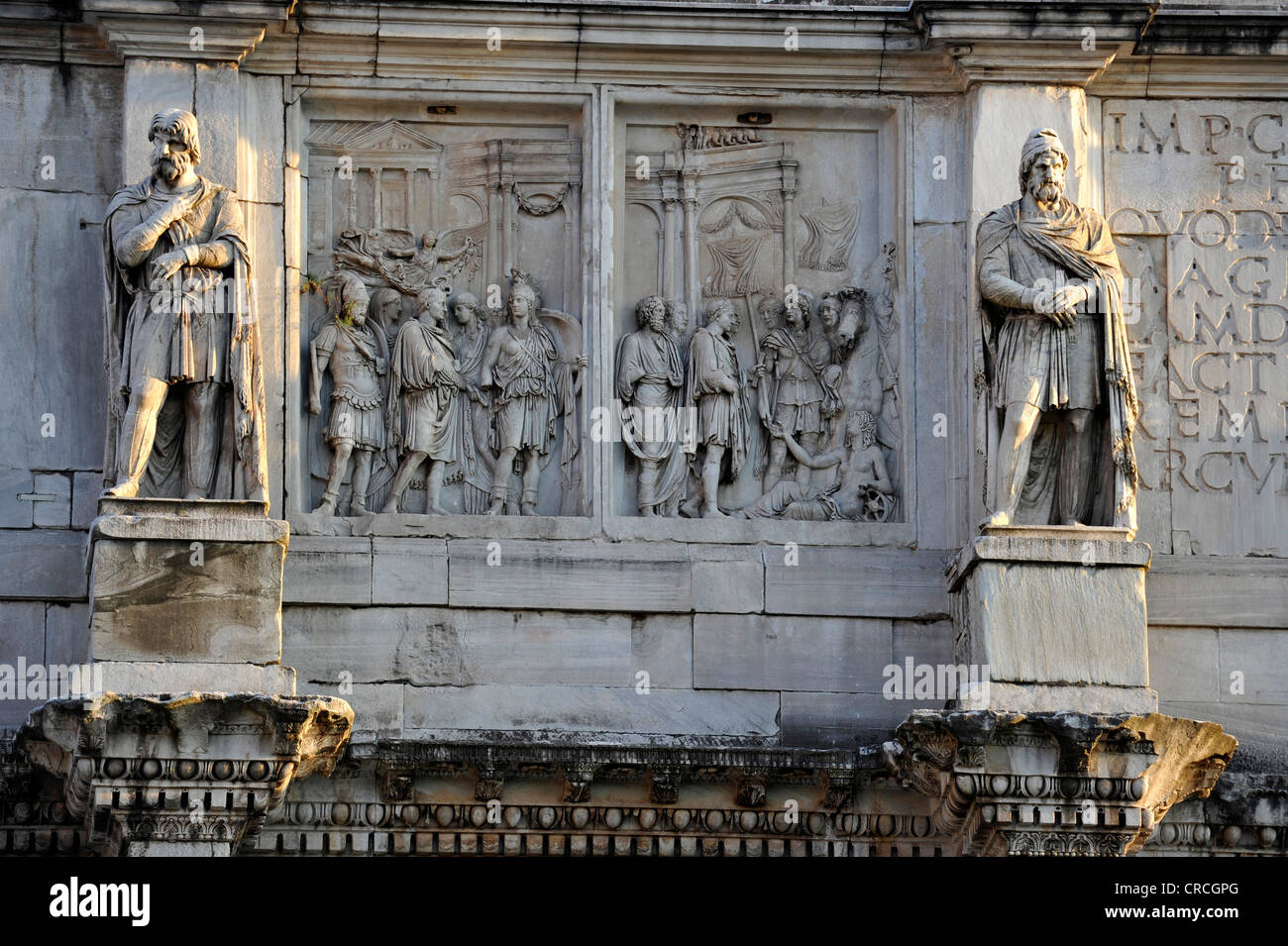 Statue of a Dacian prisoners and attic reliefs on the Arch of ...