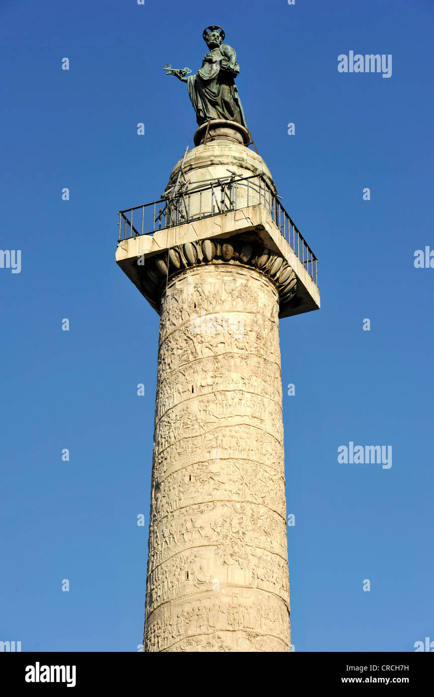 Trajan's Column with war depictions in relief band and with bronze ...