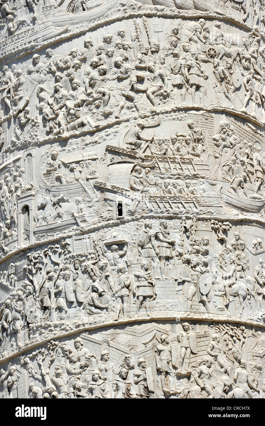 Trajan's Column with depictions of war in a relief band, Trajan's Forum ...