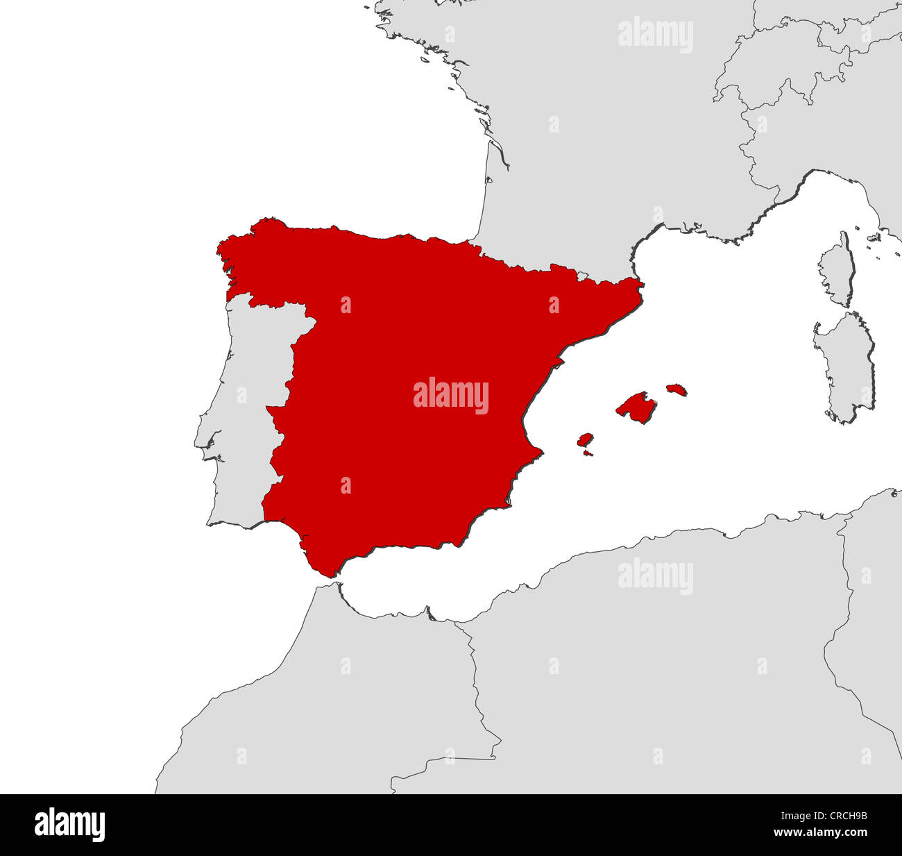 Political map of Spain with the several regions Stock Photo - Alamy