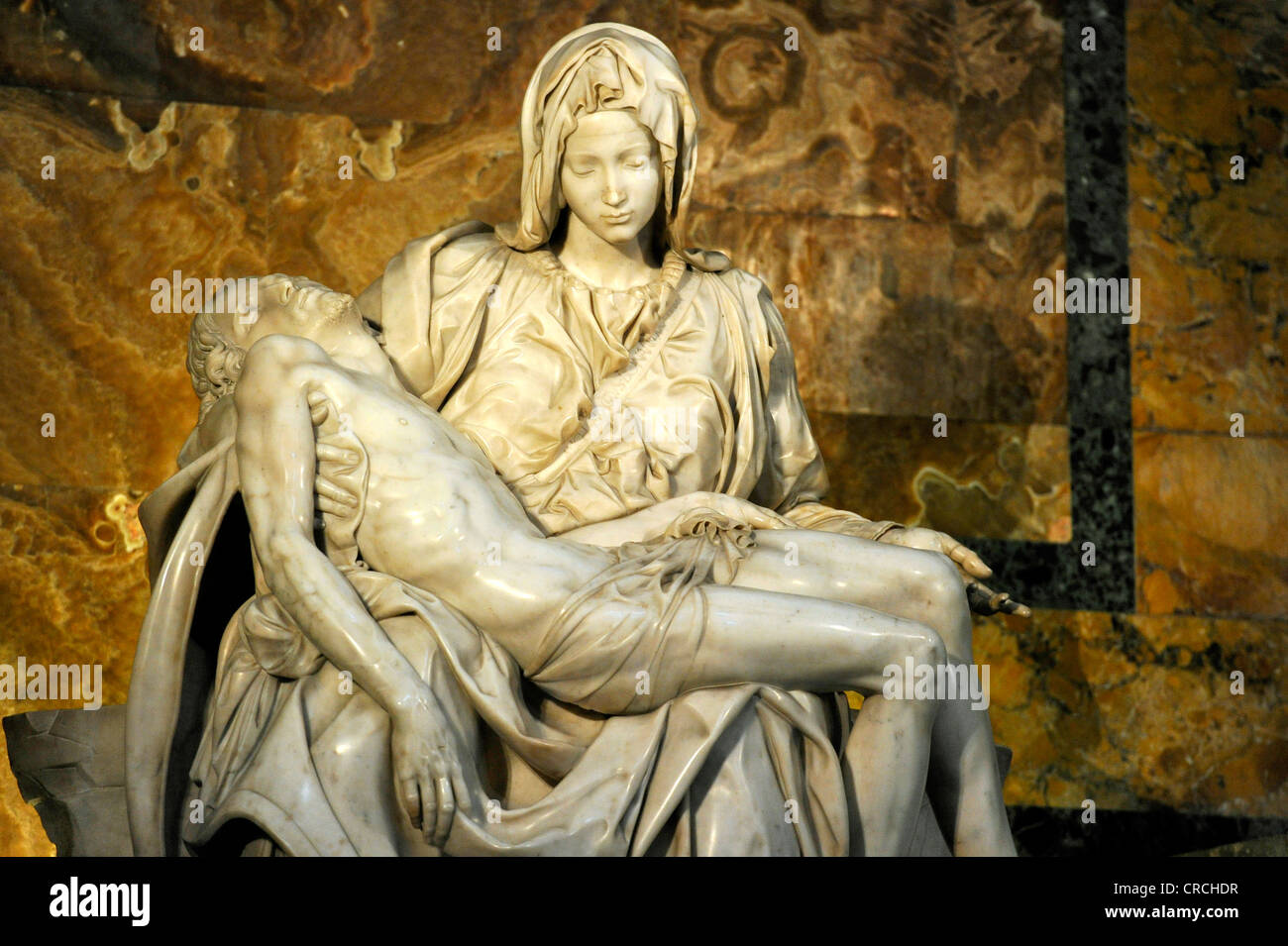 Pieta, sculpture by Michelangelo Buonarroti in St. Peter's Basilica, Vatican City, Rome, Lazio ...