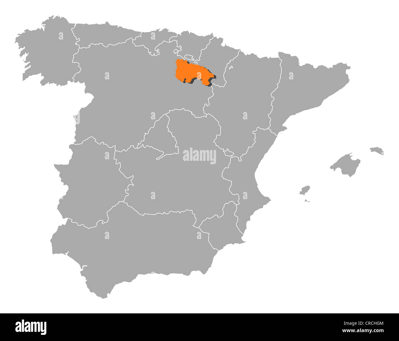 Political map of Spain with the several regions where La Rioja is ...