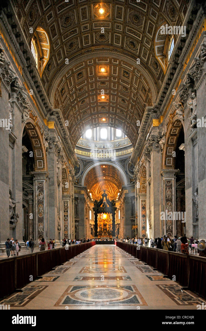 St. Peter's baldachin, Bernini's baldachin, center nave of St. Peter's Basilica, Vatican City ...