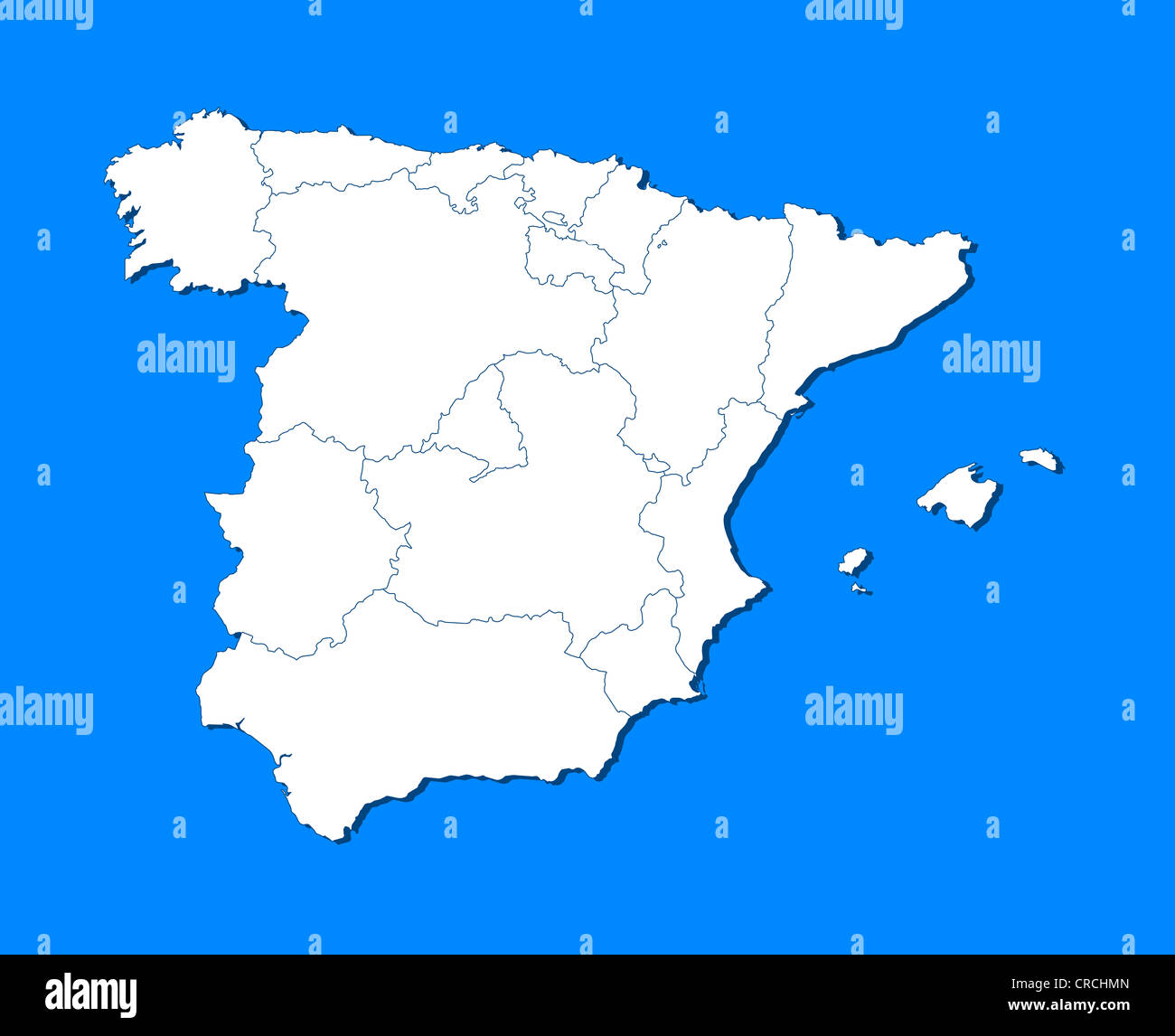 Political map of Spain with the several regions Stock Photo - Alamy