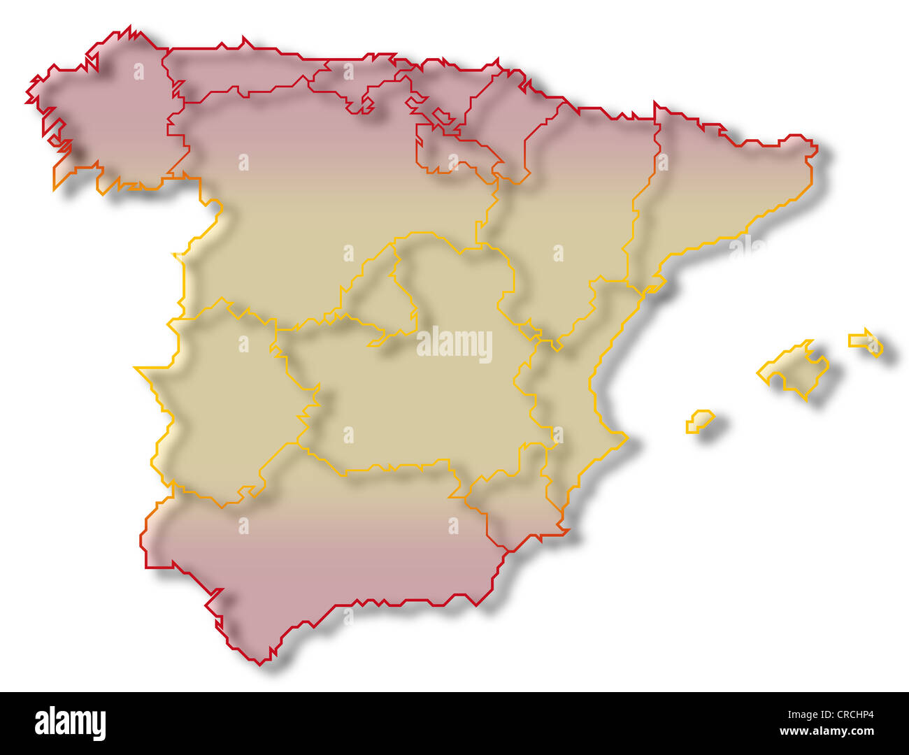 Political map of Spain with the several regions Stock Photo - Alamy